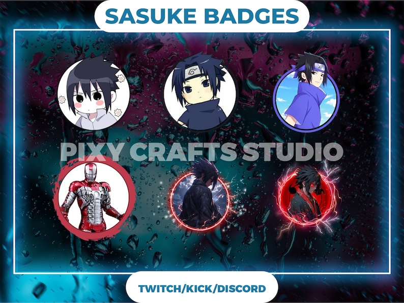Twitch Badges Featuring Sas-uke | Anime Sub Badges | Depicting A ...