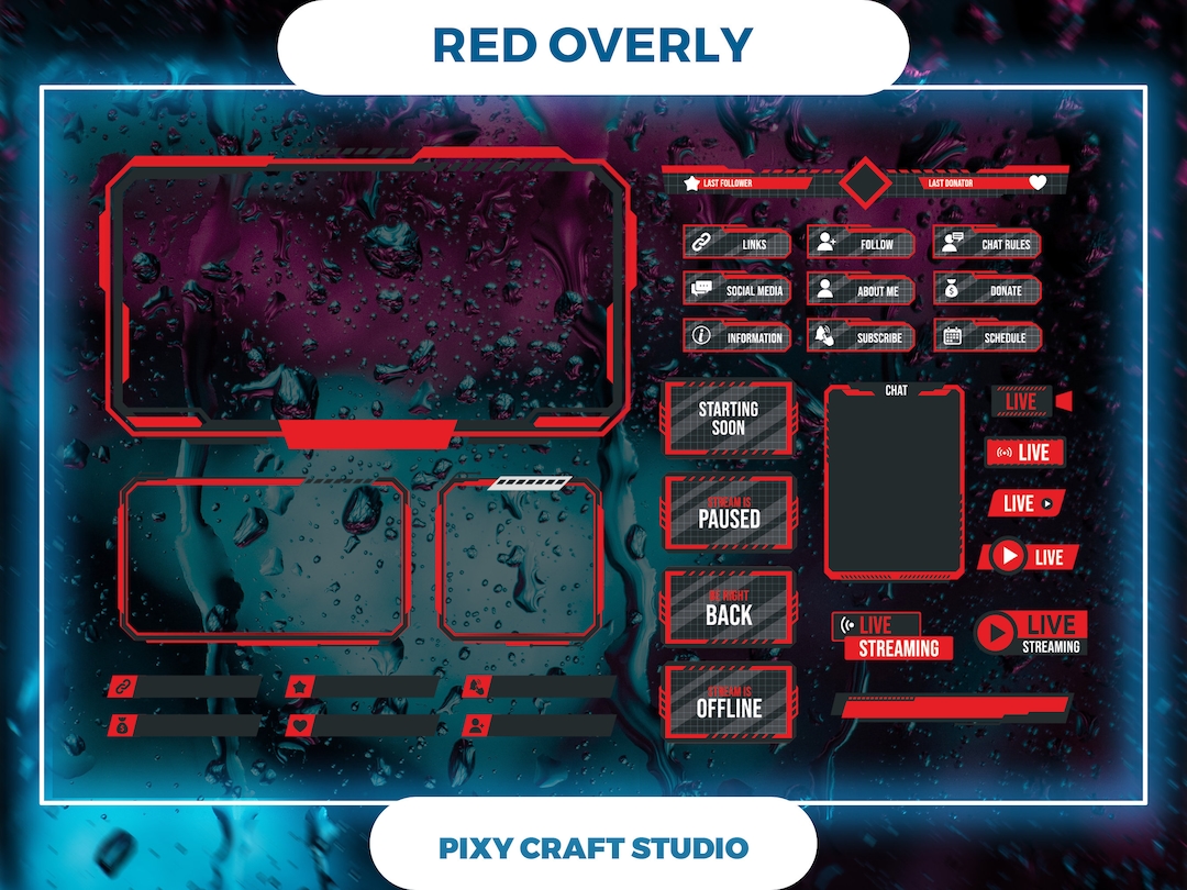 Static Red Stream Pack | Overlays | Screens | Alerts | Panels | Webcam ...