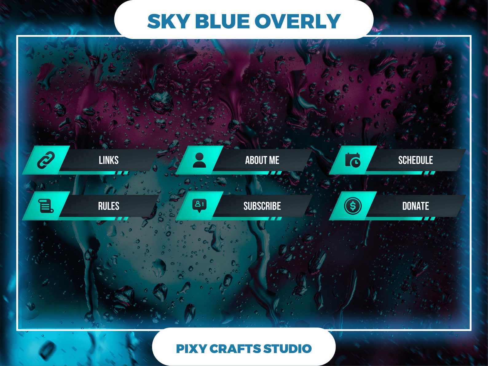 Sky Blue Stream Overlay Package for Twitch. Includes A Cyan Version ...