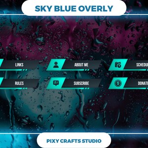 Sky Blue Stream Overlay Package for Twitch. Includes A Cyan Version ...