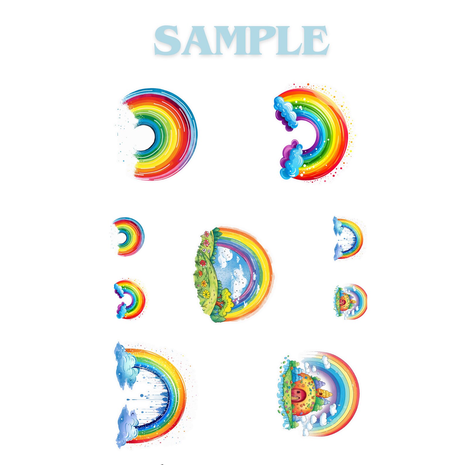 Printable Rainbow Stickers Set - Bright Digital Planner Embellishments ...