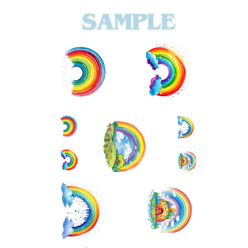 Printable Rainbow Stickers Set - Bright Digital Planner Embellishments ...