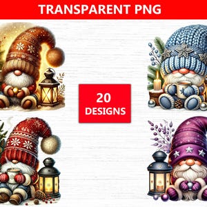 Christmas Gnome Clipart, Holiday Gnome Illustrations, Christmas Gnome ...