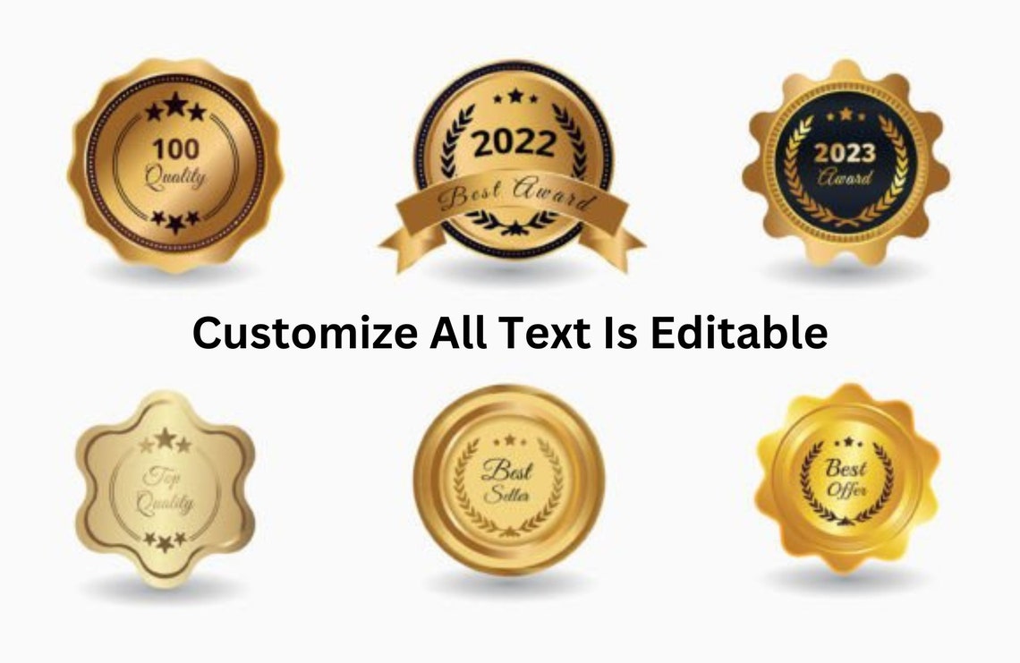 Golden 50+ Luxury Badges Collection - Editable Text, 5 Formats Ai, Eps ...