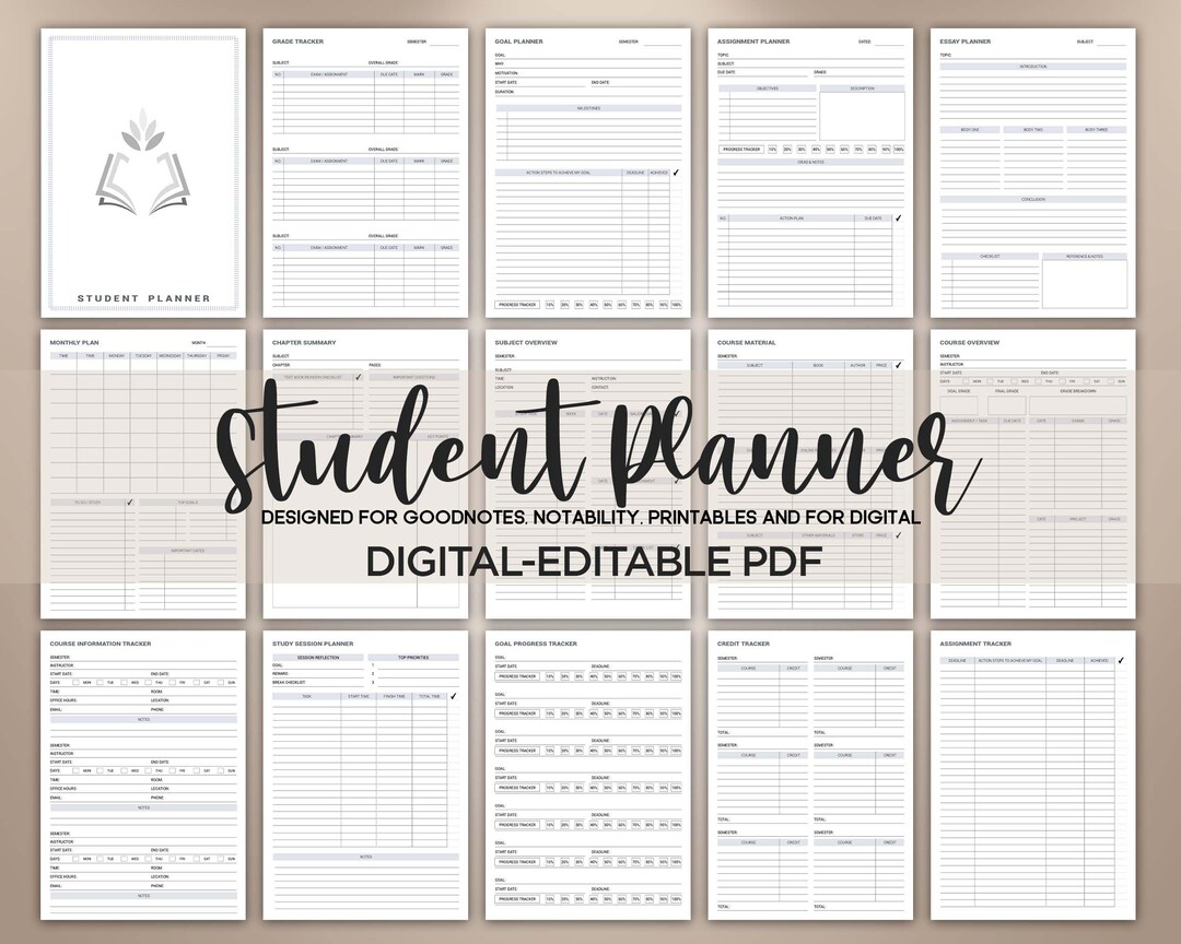 Student Planner Printables, Student Planner Print,printable Student ...