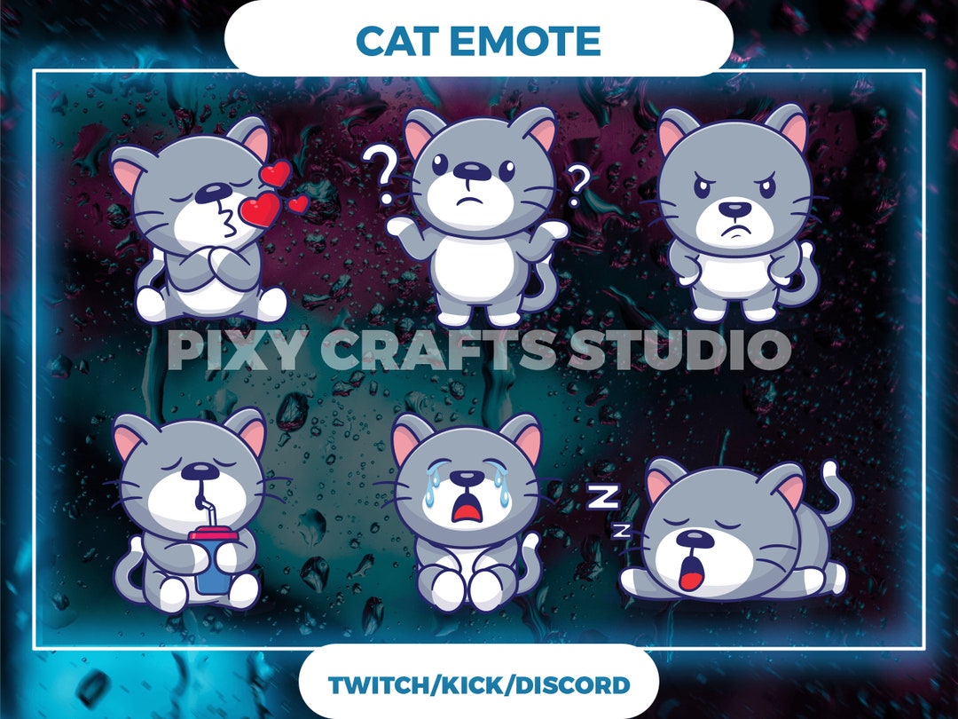 6 Static Cat Emotes Pack for Twitch and Discord. Ideal for Streamers ...