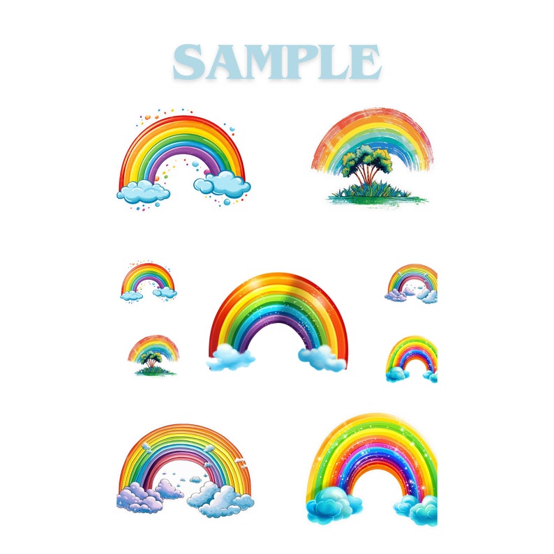 Printable Rainbow Stickers Set - Bright Digital Planner Embellishments ...
