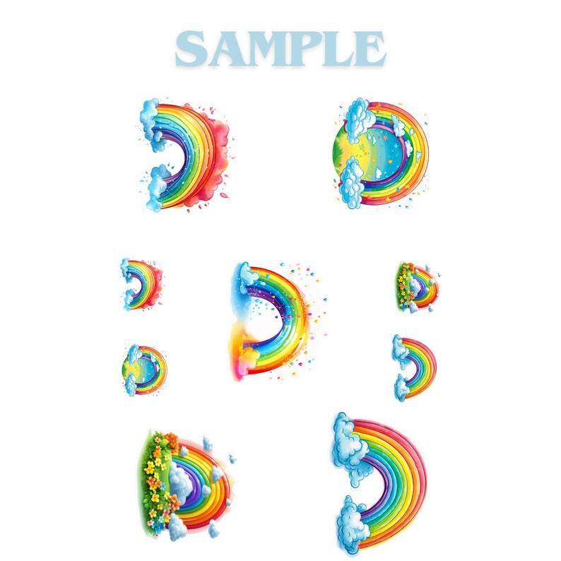 Printable Rainbow Stickers Set - Bright Digital Planner Embellishments ...