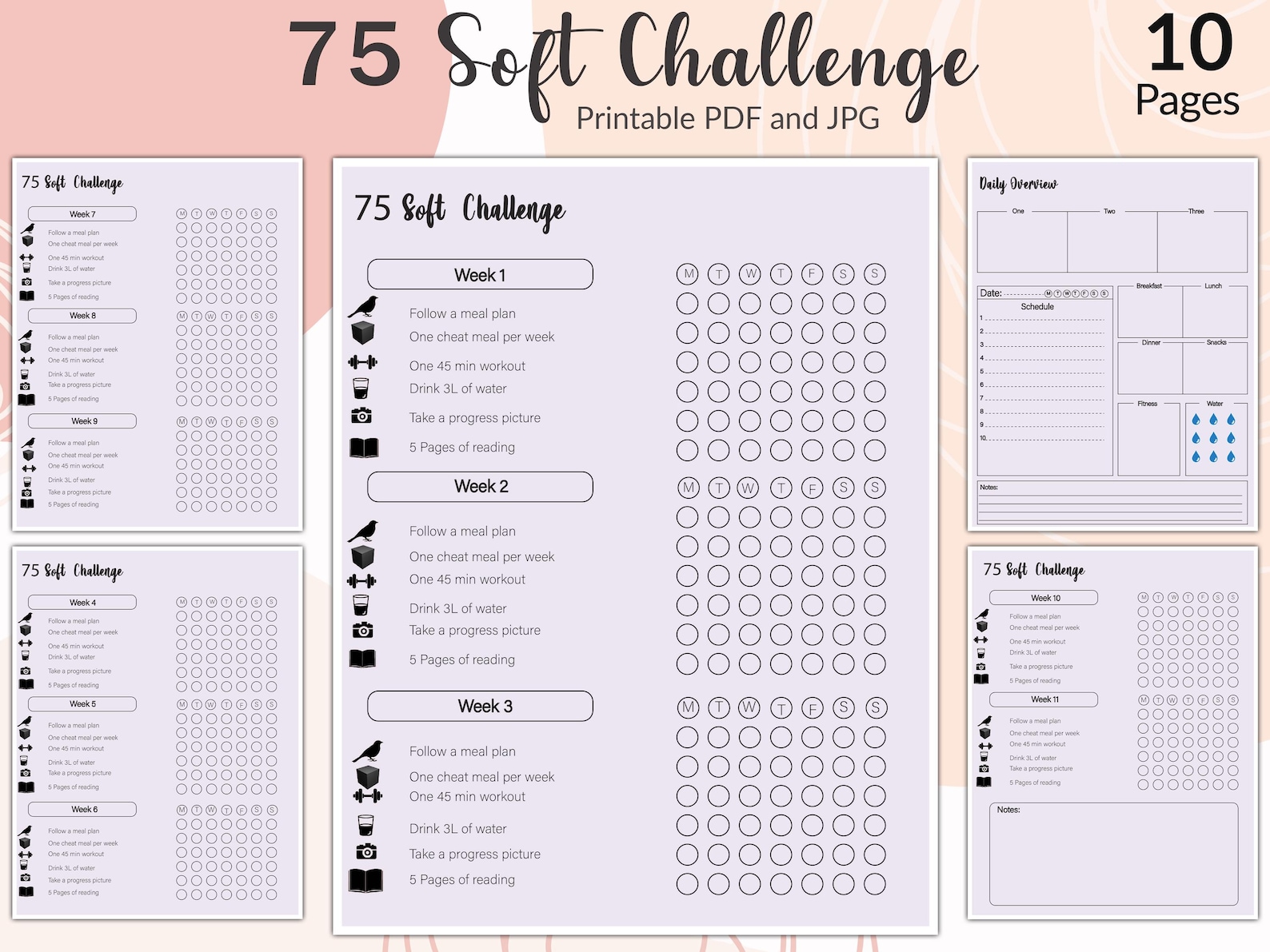 75 Soft Challenge Tracker Printable, ,soft Challenge 75,75 Easy ...