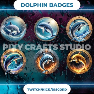 Dolphin Badges | Twitch Sea Creatures Badges | Set of Six | Digital ...