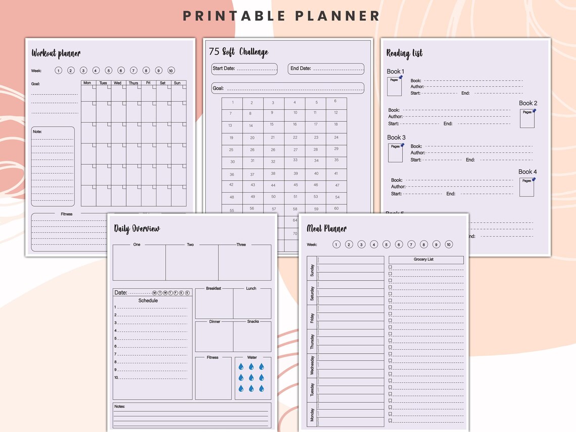 75 Soft Challenge Tracker Printable, ,soft Challenge 75,75 Easy Challenges,75 Soft Printable ...