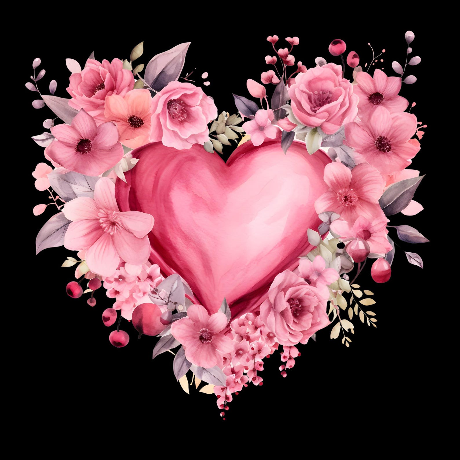 Pink Heart Valentines Day Clipart, Valentine's Day Png, Watercolor ...