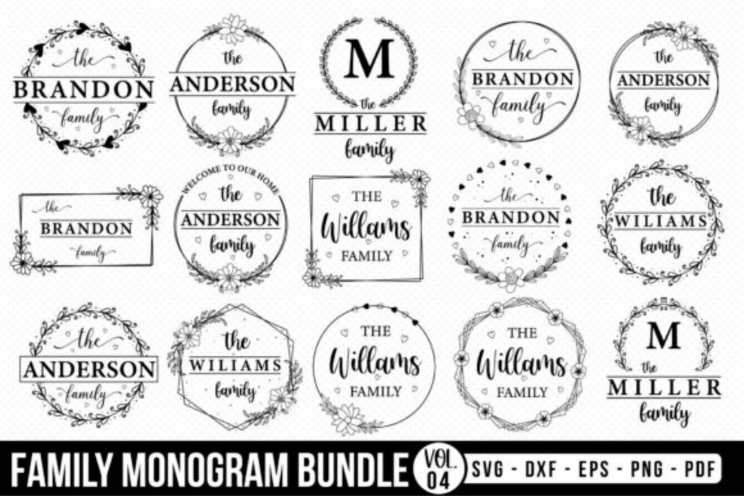 Family Name Monogram Svg Bundle Last Family Name, Split Monogram SVG ...