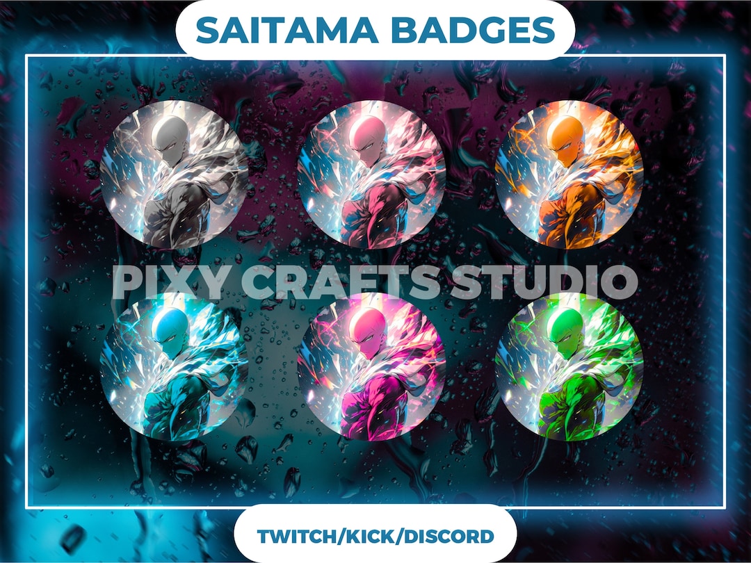 Set of 6 Sait-ama Twitch Sub Badges, Anime-themed for Streams and ...