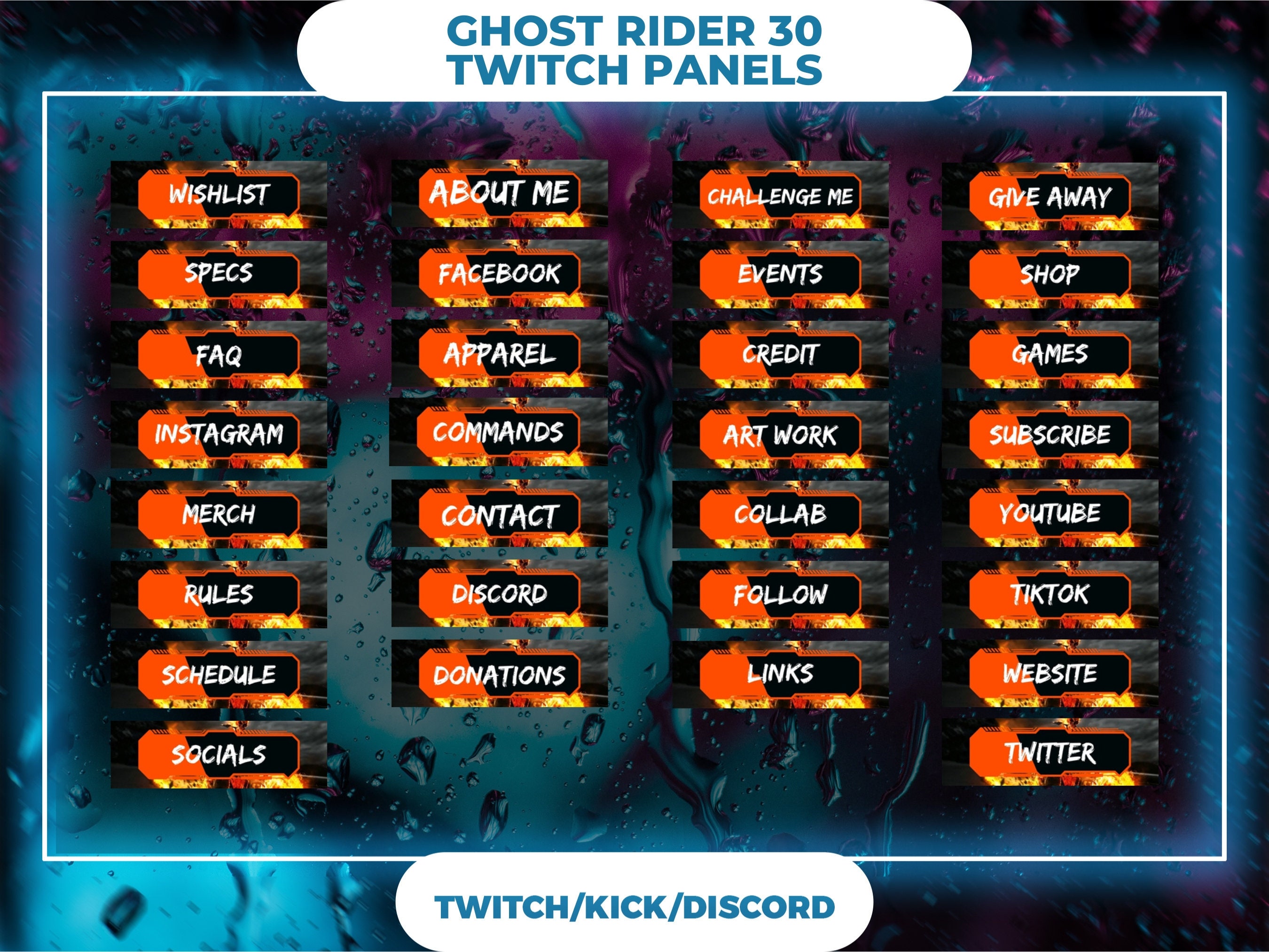 Animated Ghost-rider Stream Package | Gaming Overlay | Skeleton Design ...