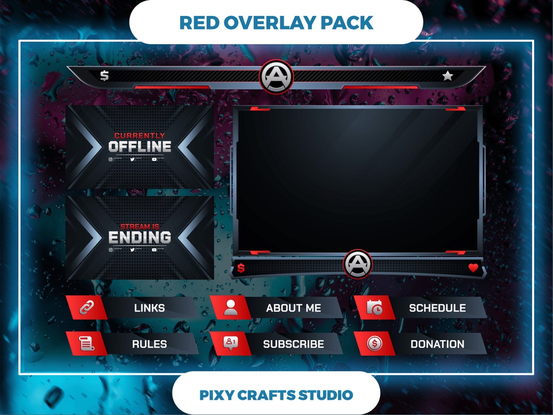 Red Static Twitch Overlay Stream Package | Cool Stream Overlay Pack for ...