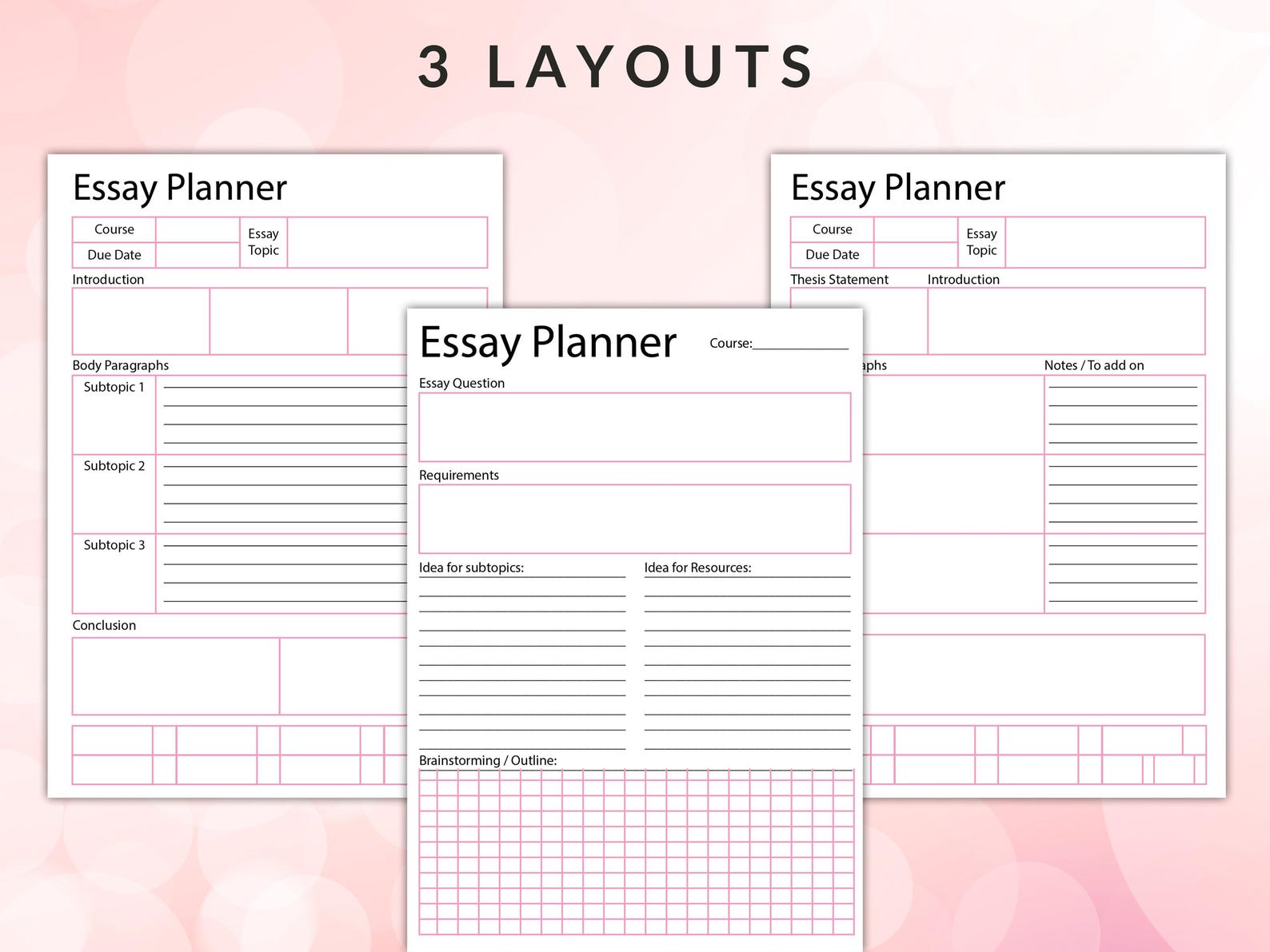 Printable Essay Planner, Essay Writing Organizer, Essay Structure ...