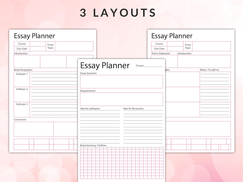 Printable Essay Planner, Essay Writing Organizer, Essay Structure ...