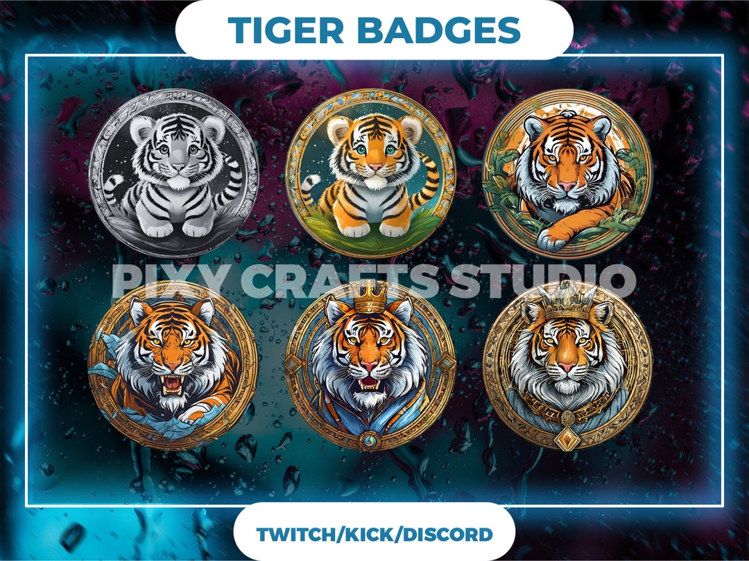 6 Adorable Tiger Twitch Sub Badges Await You! Perfect for Adding Charm ...