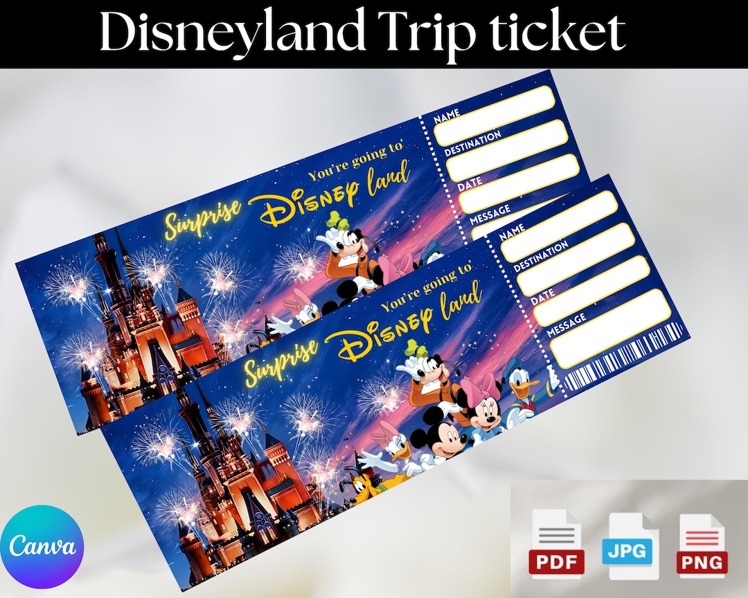 Printable Christmas Surprise Disneyland Ticket, Disneyworld Ticket ...