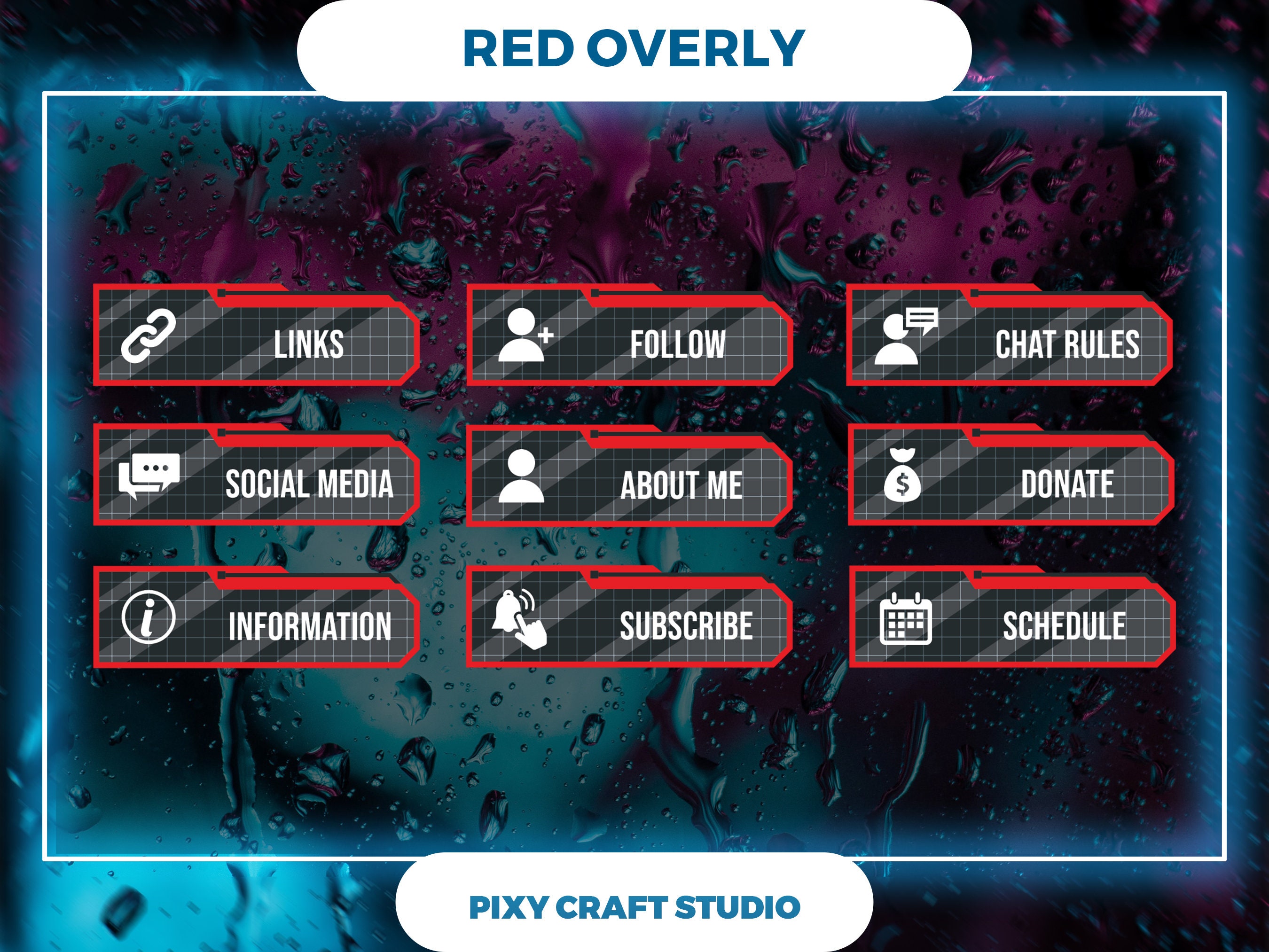 Static Red Stream Pack | Overlays | Screens | Alerts | Panels | Webcam ...