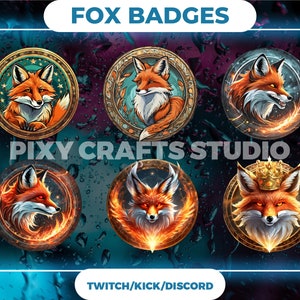 Fox Twitch Sub Badges | Set of 6 | Icons | Animal Badges | Graphic ...