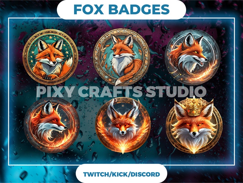 Fox Twitch Sub Badges | Set of 6 | Icons | Animal Badges | Graphic ...