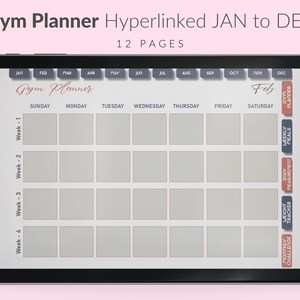 Fitness Planner Printable,hyperlinked Digital Planner,digital Fitness ...