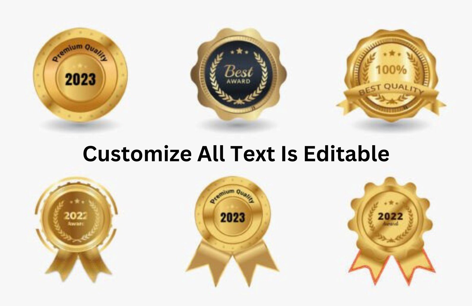 Golden 50+ Luxury Badges Collection - Editable Text, 5 Formats Ai, Eps ...