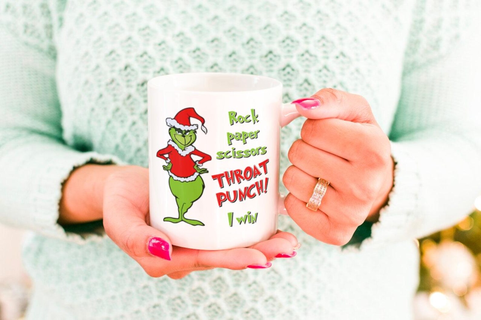 Rock Paper Scissors Throat Punch I Win PNG SVG, Funny Grinch Quote ...