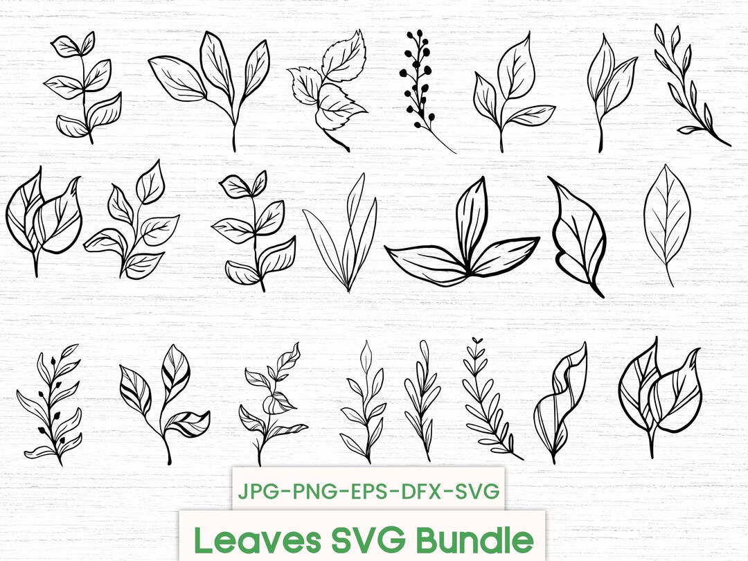 Leaves Svg Bundle, Hand Drawn Leaves SVG, Plant Svg, Paper Leaves, Leaf ...
