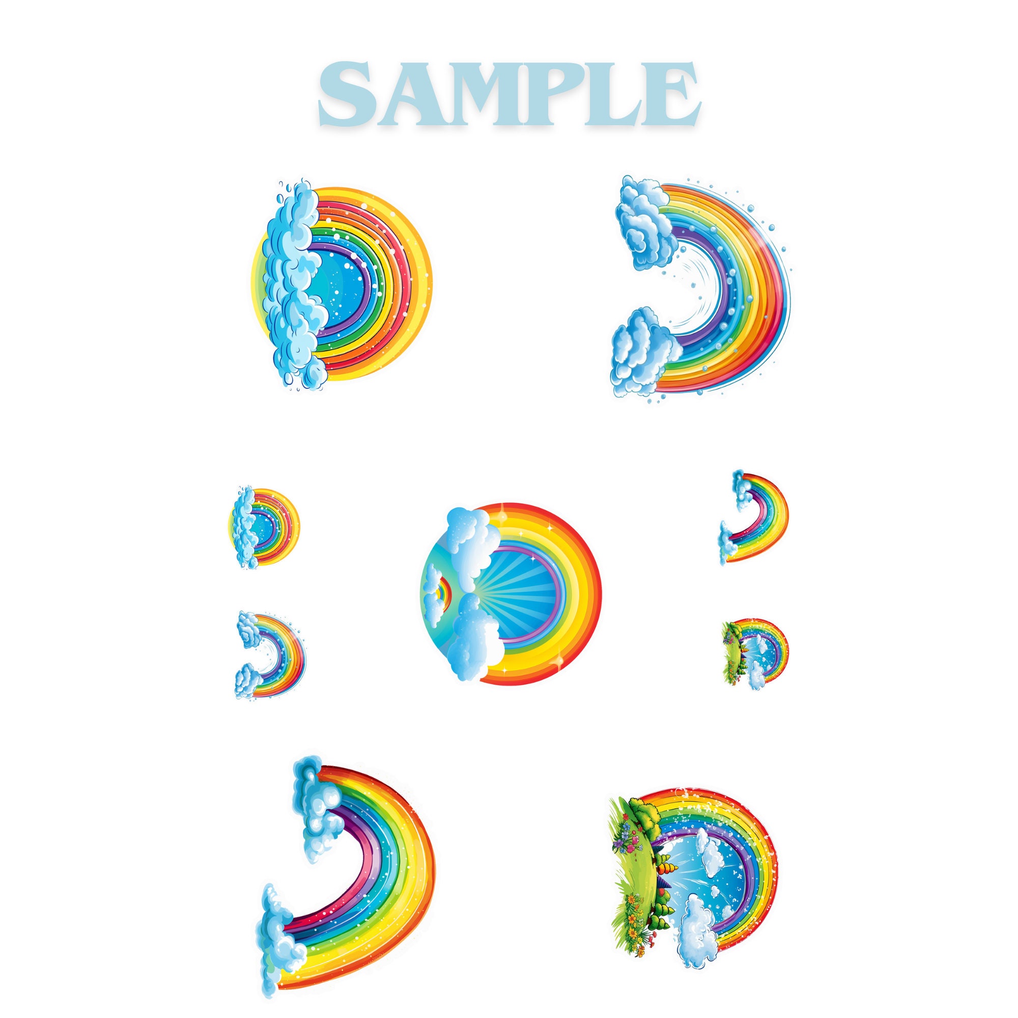 Printable Rainbow Stickers Set - Bright Digital Planner Embellishments ...