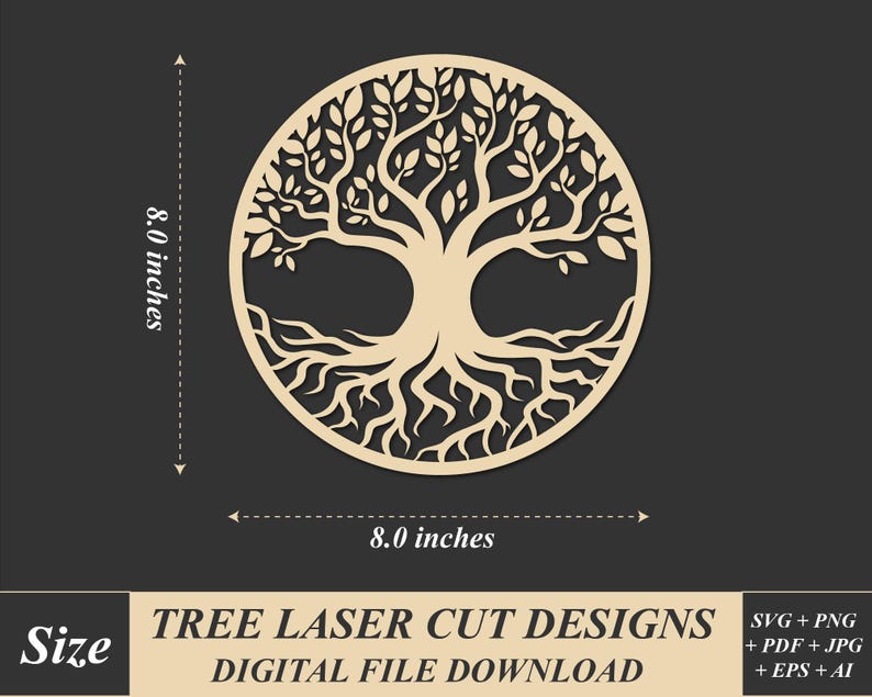 Tree Laser Cut Svg, Vector Files for Wood Laser Cutting ,glowforge ...