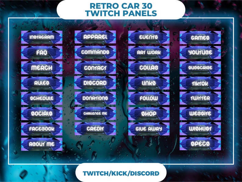 Twitch Animated Retro Car Overlay for Starting Soon, Stream Ending, and ...