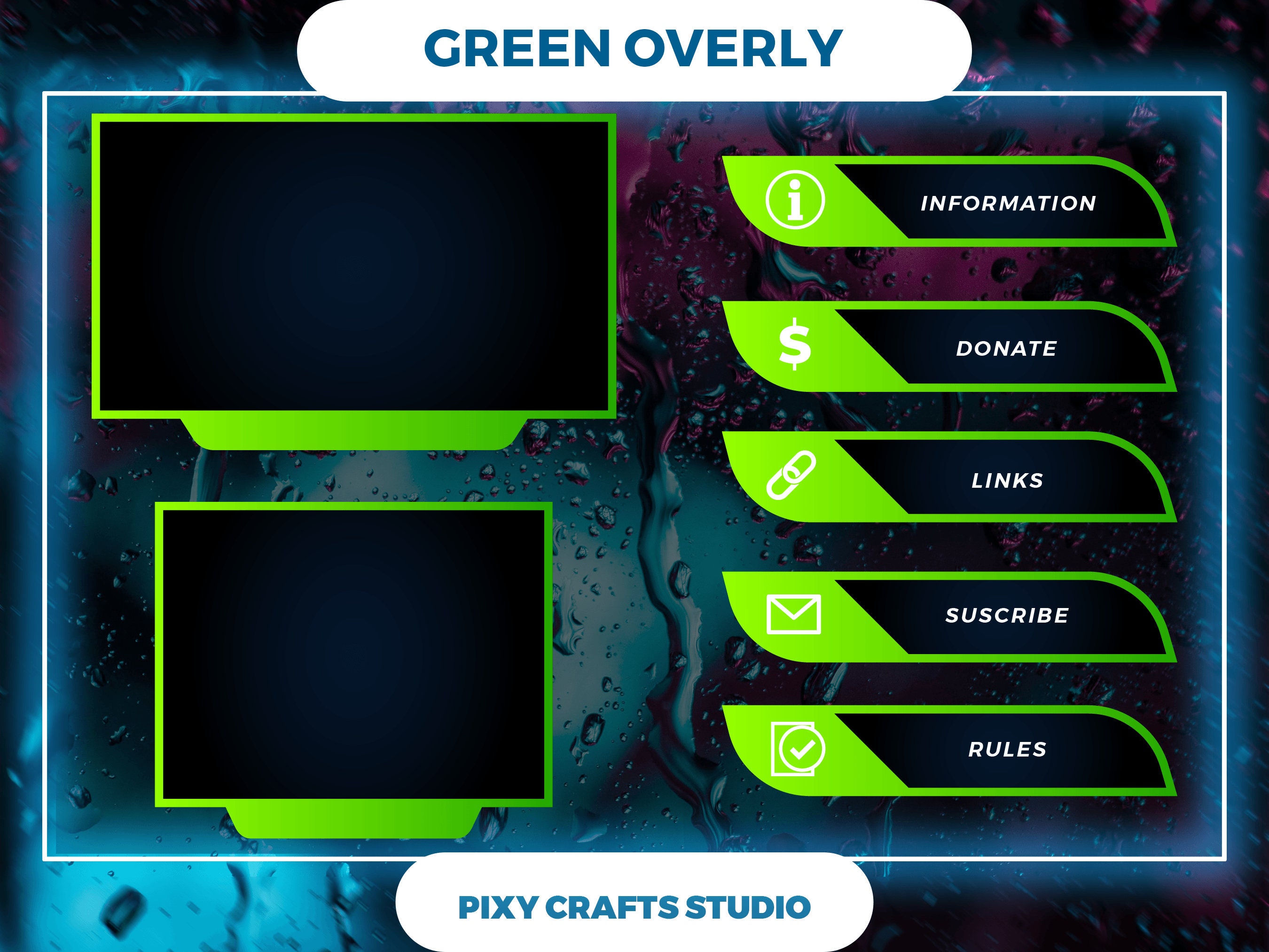 Animated Twitch Overlay Green Package Stream Overlay | Animated Twitch ...