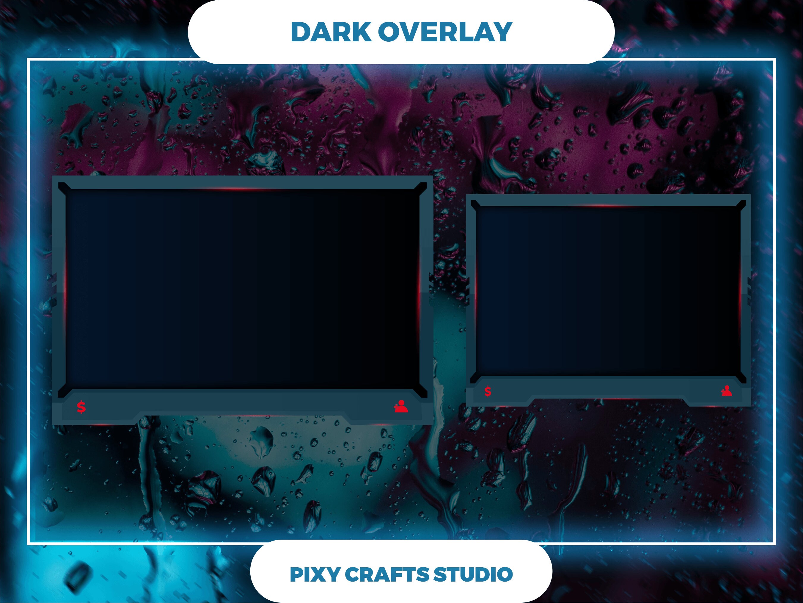 Dark Grey Stream Set | Static Stream Overlay | Twitch | Scene | Cute ...