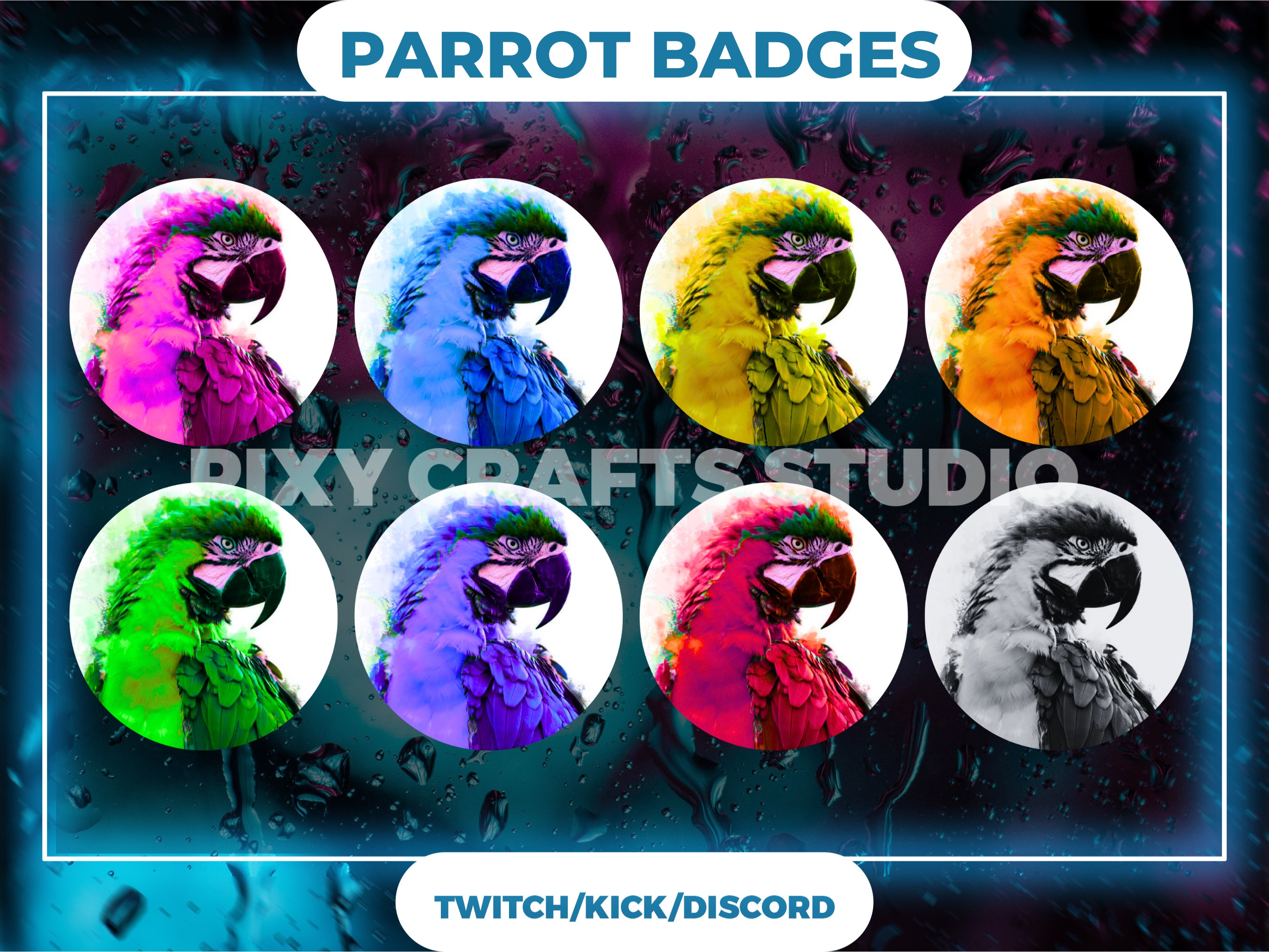 Parrot Badges for Twitch, Youtube, Discord | Bird Badges | Twitch Macaw ...