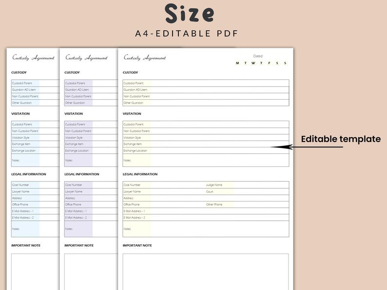 Child Custody Agreement Template PDF, Parenting Plan and Custody ...