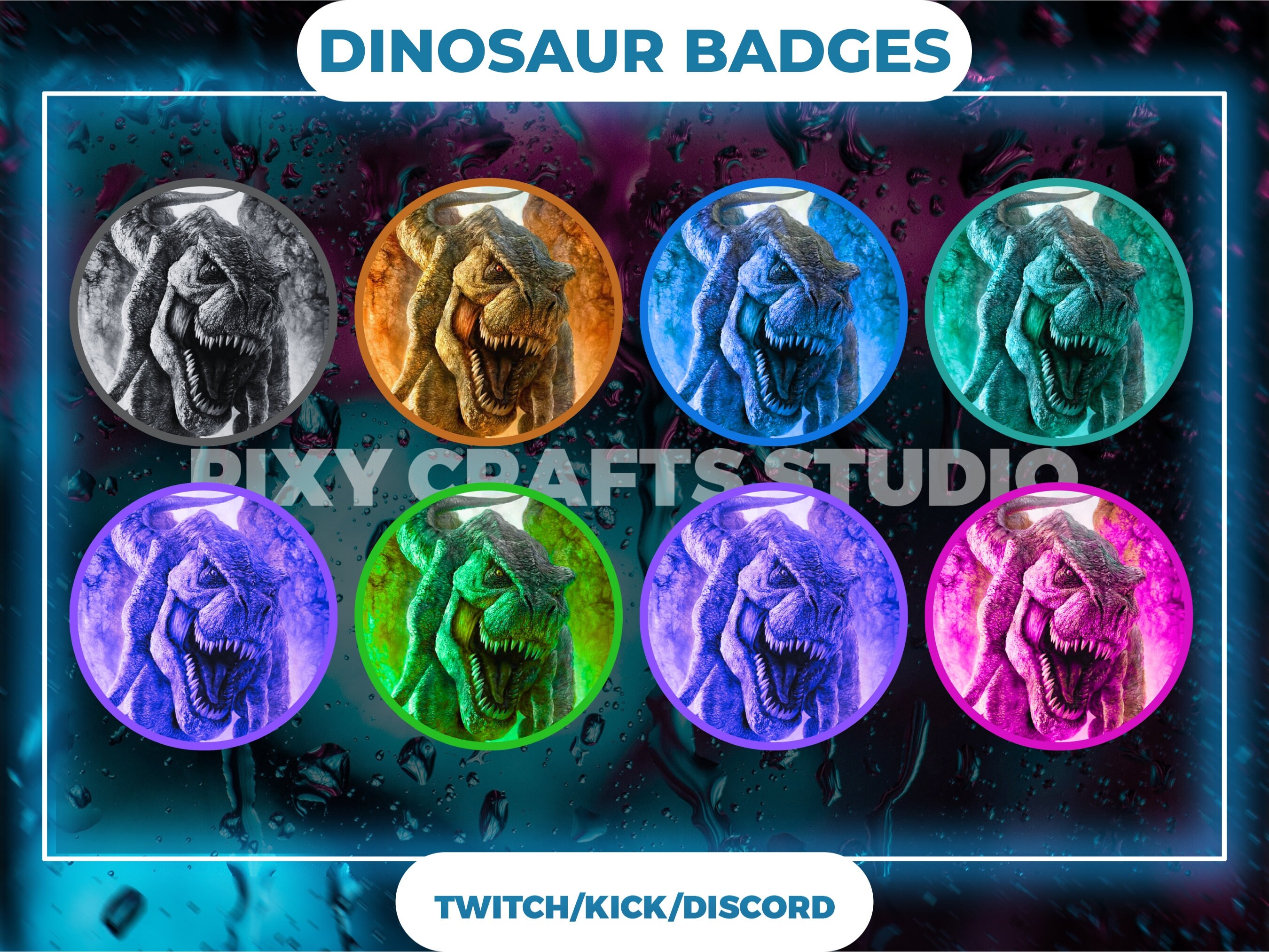 Cute Dinosaur Twitch Badges Animal Twitch Badges Twitch Sub Badges Wild ...