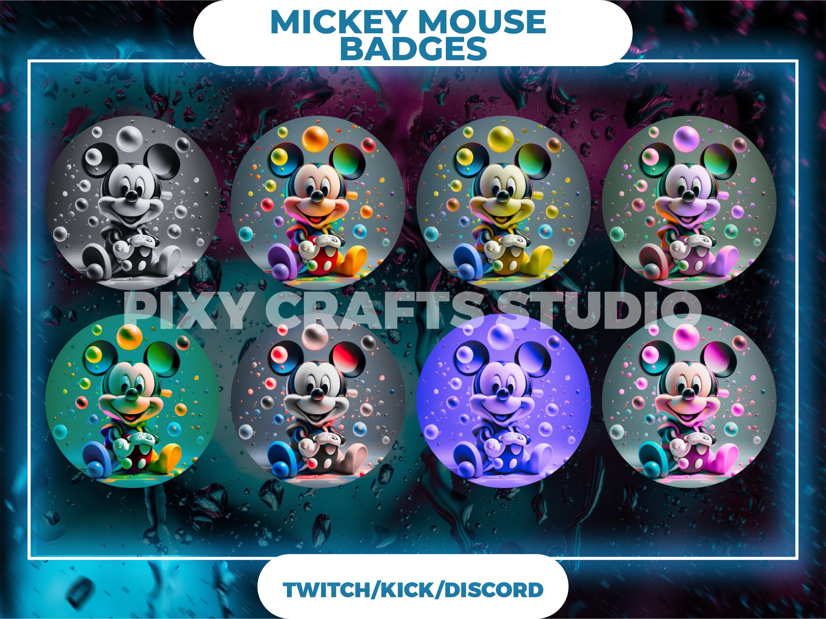 Mickey-mouse Stream Badges for Twitch, Youtube, Discord || Cartoon ...