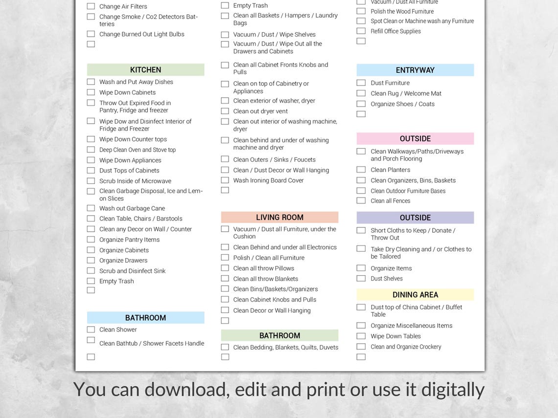 Printable Master Cleaning Checklist, Master Cleaning Supplies List ...