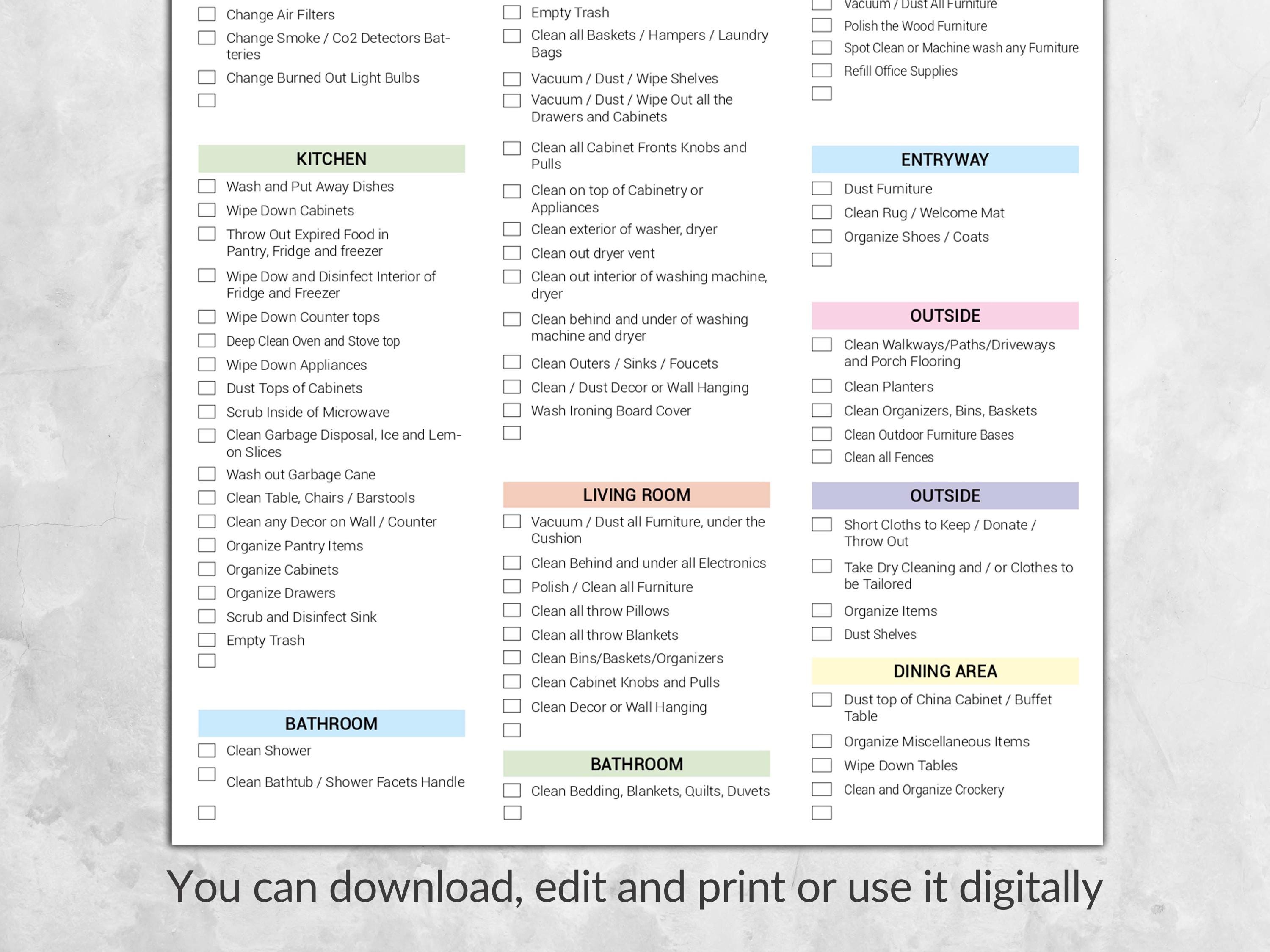 Printable Master Cleaning Checklist, Master Cleaning Supplies List ...