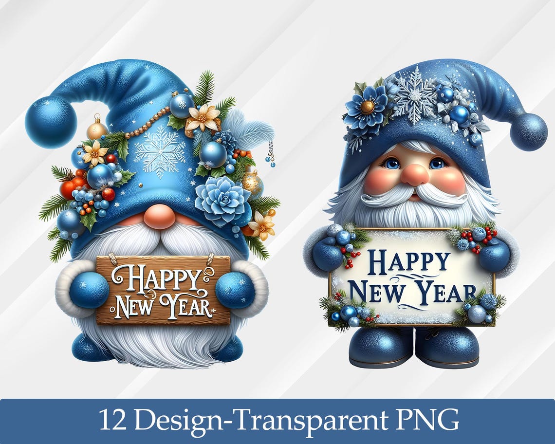Happy New Year Gnomes Clipart, New Year Gnomes, Holiday Gnomes Clipart ...