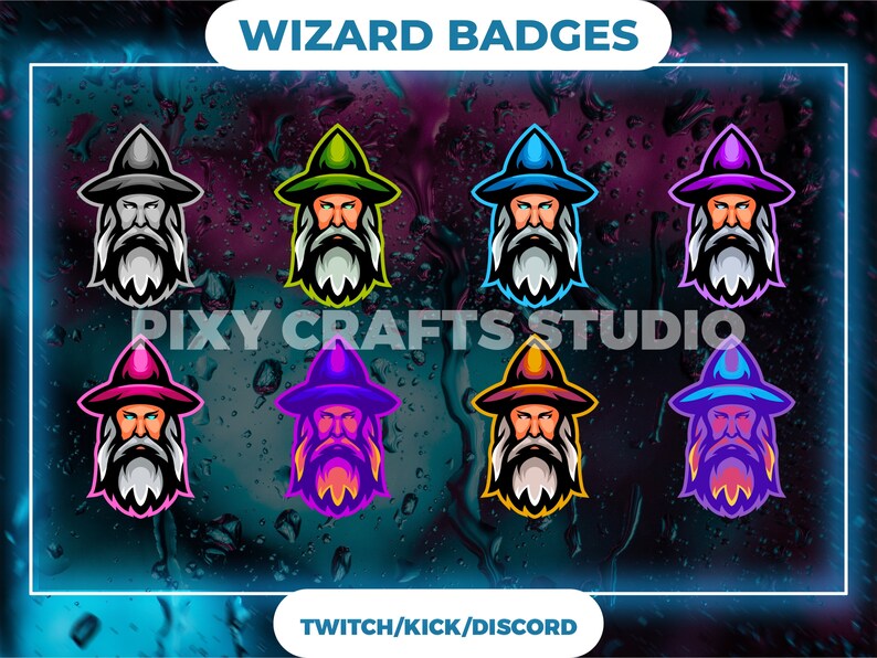 8 Wizard Badges Bundle Pack - Twitch, Youtube, Discord | Cute Chibi ...