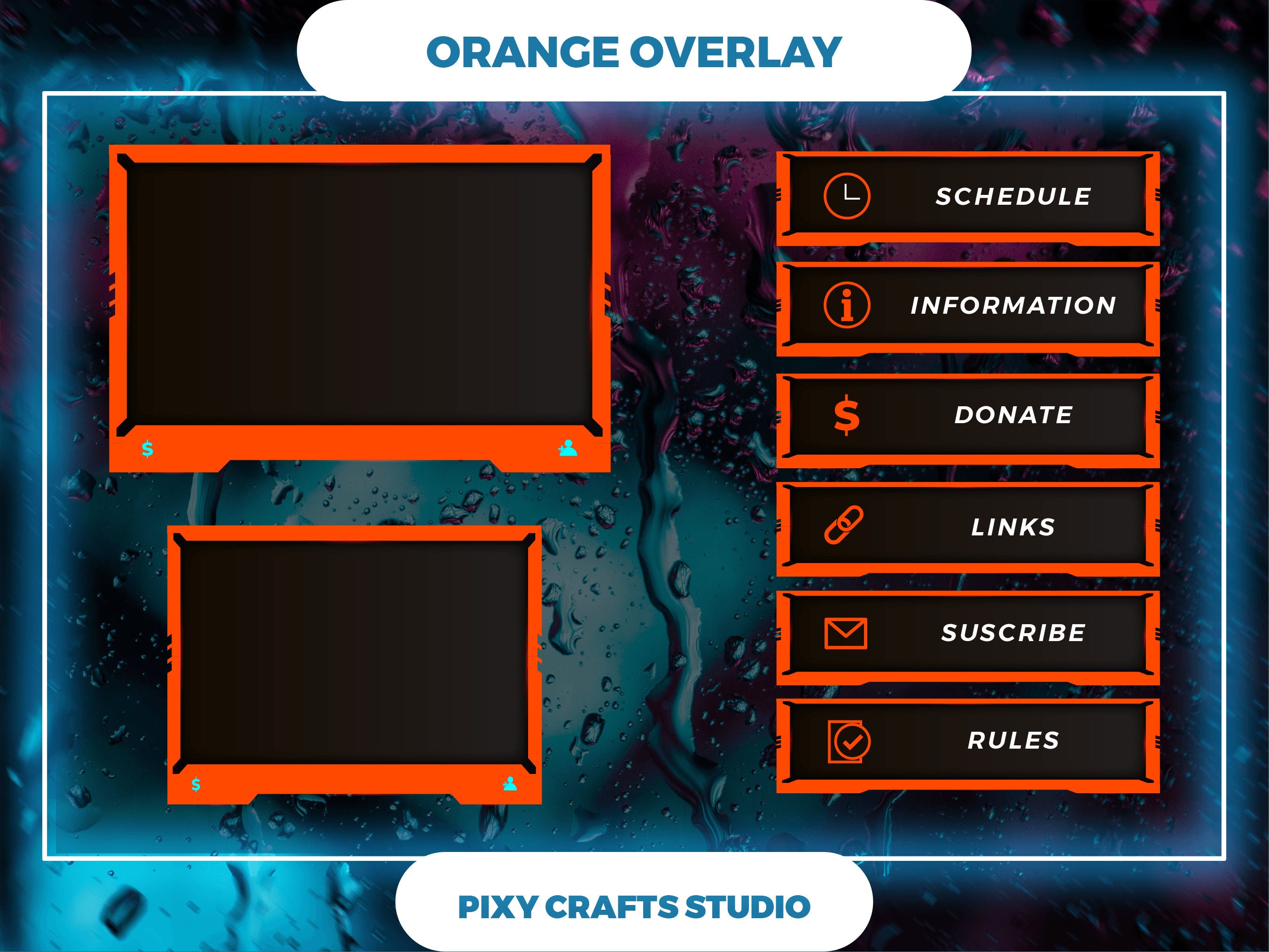 Static Orange Twitch Overlay Package | Simple | Orange | Twitch Stream ...
