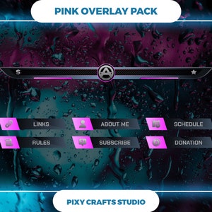 Static Stream Overlay Package for Twitch Featuring Pink and Black ...