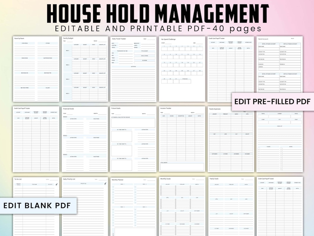 Household Management Printable Weekly, Household Management Printable ...