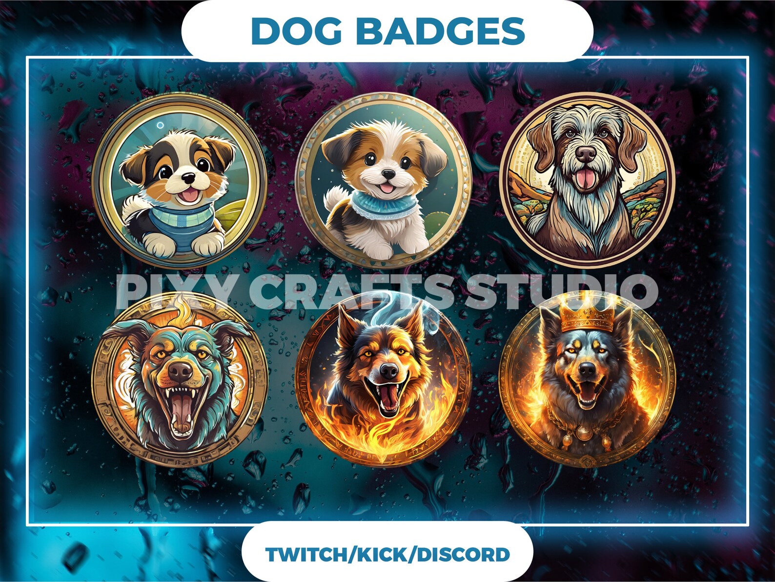Dog Twitch Sub Badges | Animal-themed Bit Badges | Cute Puppy Twitch ...