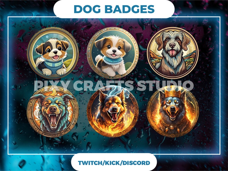 Dog Twitch Sub Badges | Animal-themed Bit Badges | Cute Puppy Twitch ...