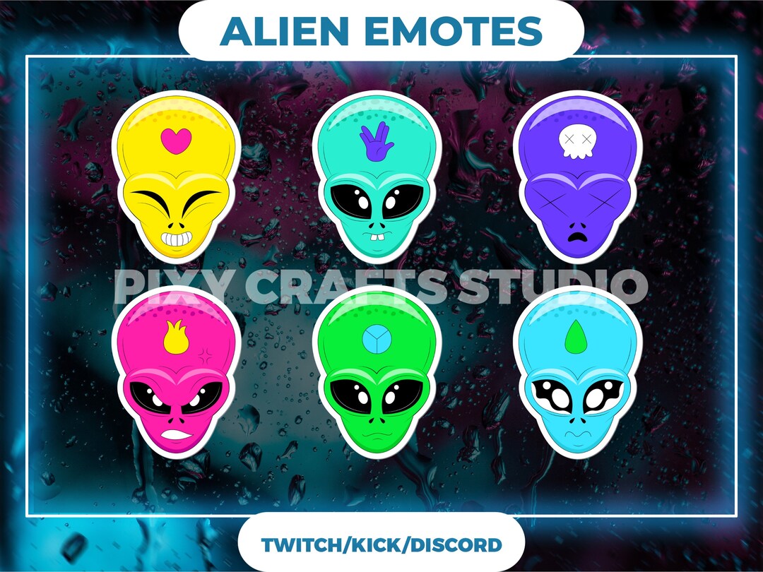 Twitch Static Emote Pack Featuring 6 Cute Alien Emotes, Suitable for ...